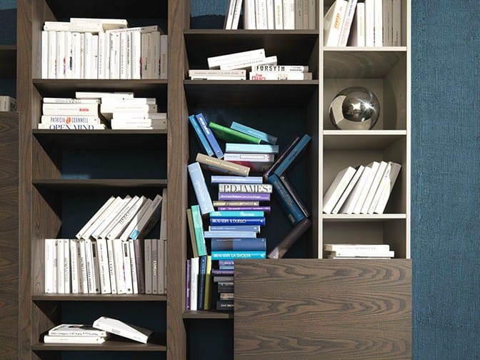 Wall-mounted floating bookcase SIDE 15 By Fimar