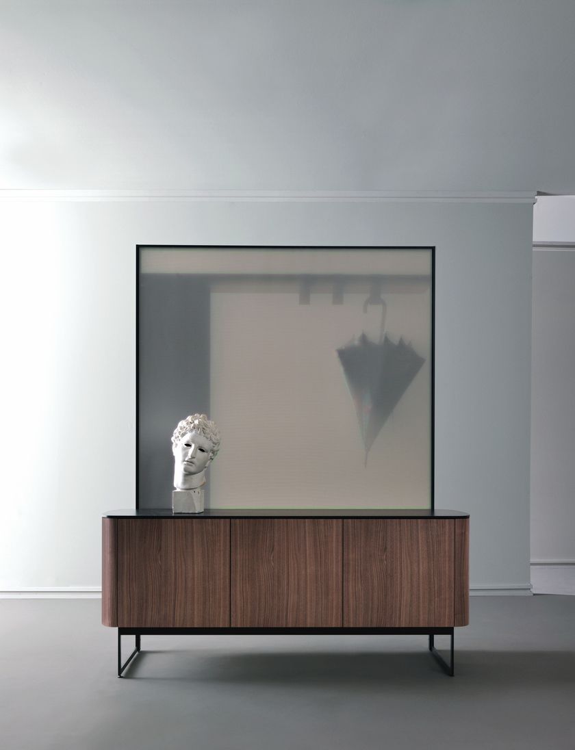 Walnut coat rack with doors SIDEVIEW | Walnut coat rack Sideview ...