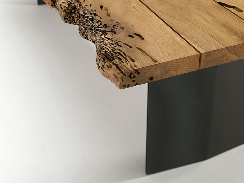 SKY-NATURA BRICCOLA Rectangular table with briccola wood top and iron ...