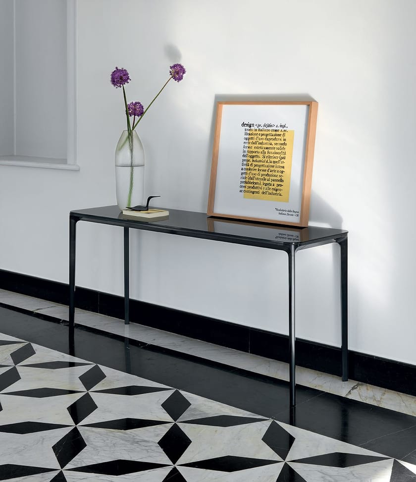SLIM 4 LEGS | Glass console table Rectangular glass console table By ...