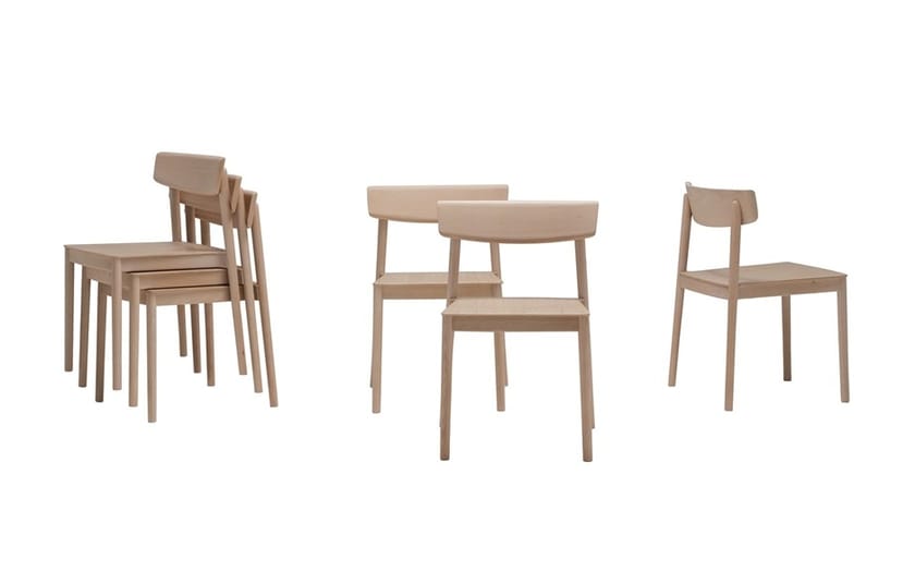 SMART SI0610 Stackable beech chair open back By Andreu World