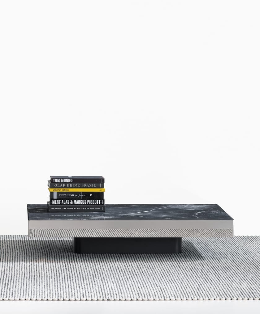 SOLID STEEL Low marble coffee table By Minotti | design Rodolfo Dordoni