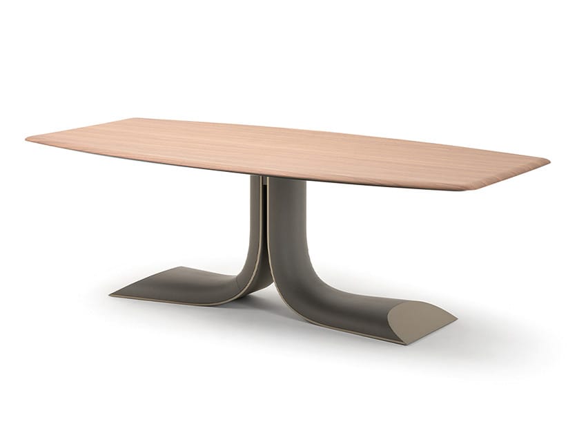 SOUL Rectangular leather and wooden table By Turri | design Giuseppe Viganò
