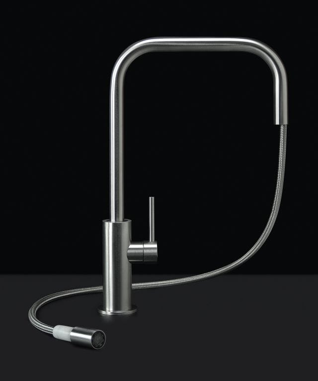 Countertop stainless steel kitchen mixer tap with pull out spray SPIN ...