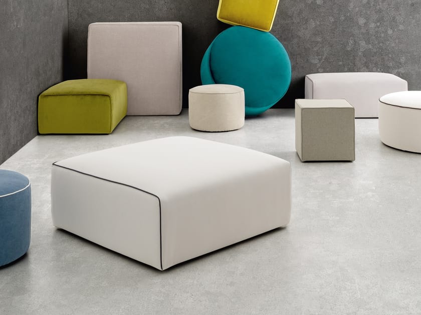 Upholstered square fabric pouf Square pouf Complements Collection By Felis