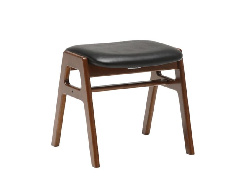 Stackable stool Wooden and vinyl leather stacking stool By KARIMOKU