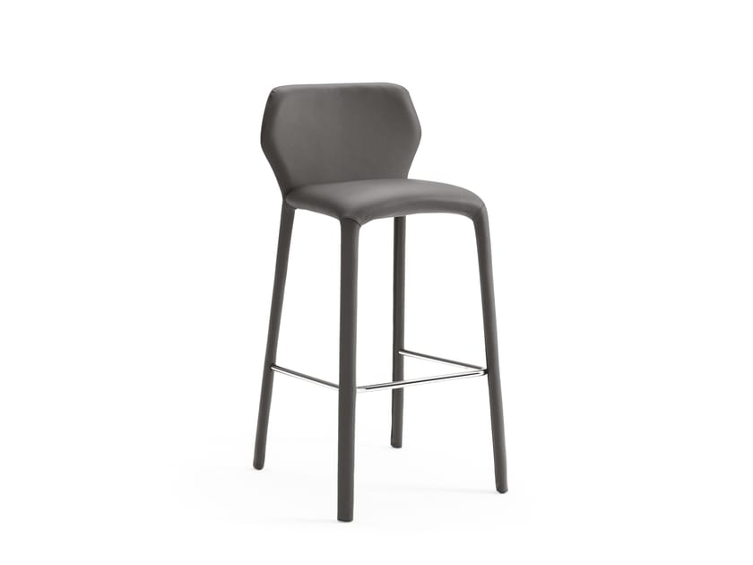 SHILA High leather stool with footrest By EFORMA | design Davide Varotto
