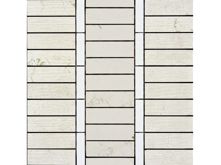 Mosaico in marmo STRIP | BIANCONE E BIANCO THASSOS By Ideamarmo