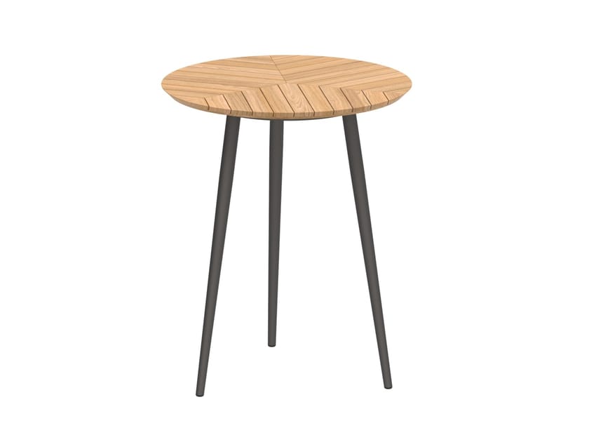 STYLETTO Round teak high table By Royal Botania