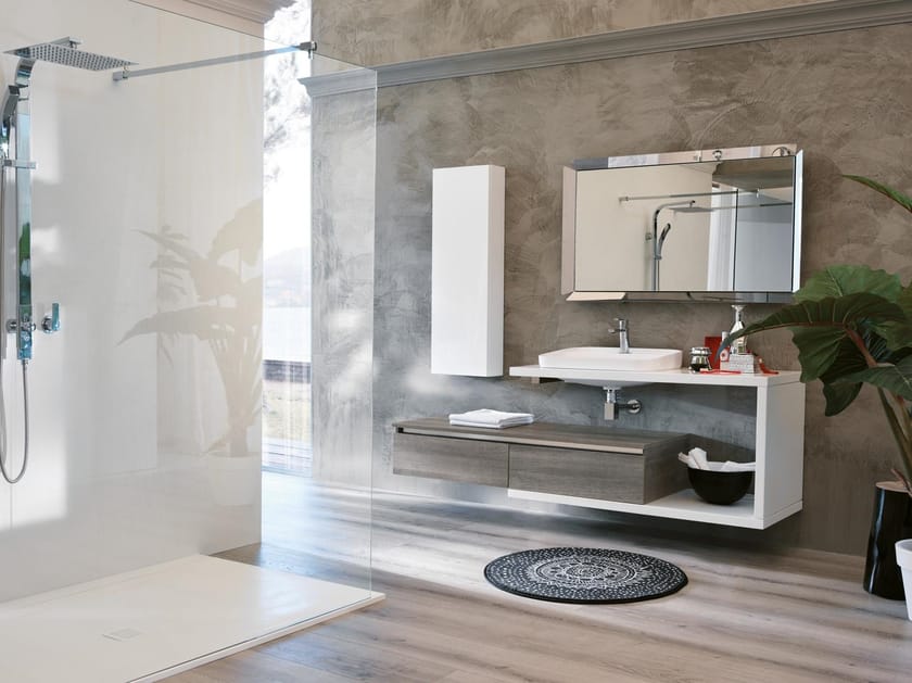 Mobile lavabo sospeso con specchio SWING 26 Collezione SOUND.Swing By BMT