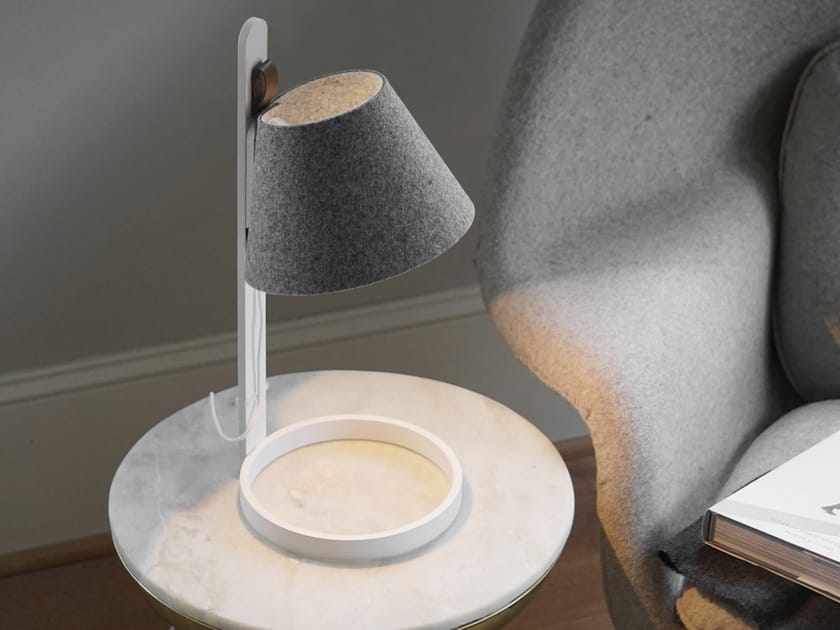 LANA LED height-adjustable table lamp in steel and wool By Pablo