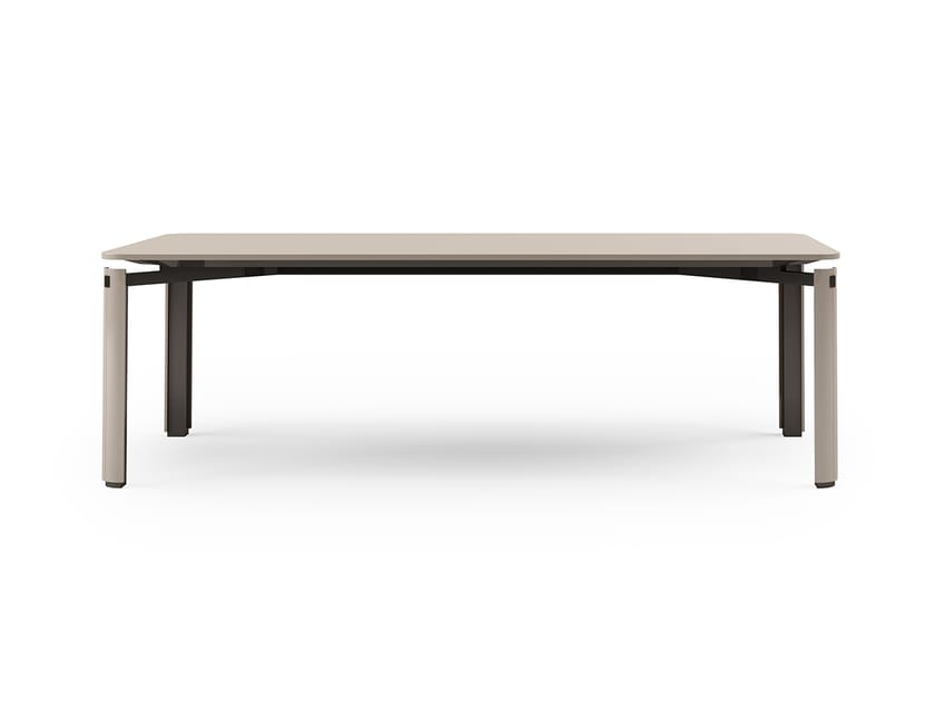 ZENIT Lacquered rectangular metal table and wood top By Turri | design Andrea Bonini