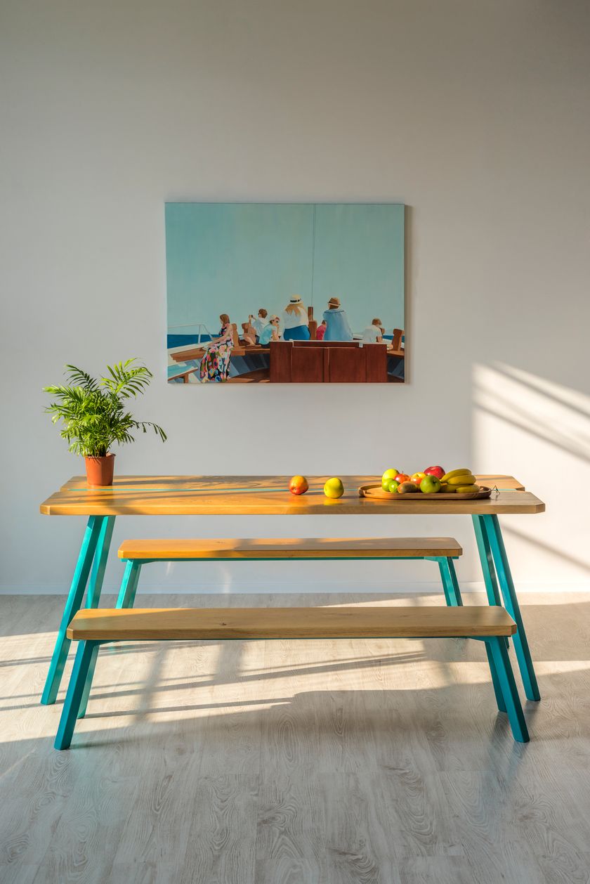 MYWAY Rectangular steel and wood table By Askia | design Dragos Motica