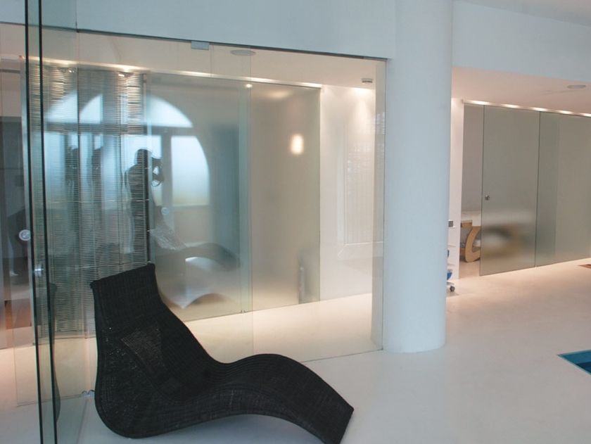 Sliding door track TELESCOPICO SINCRO 4 WAYS+FIXED By Metalglas Bonomi