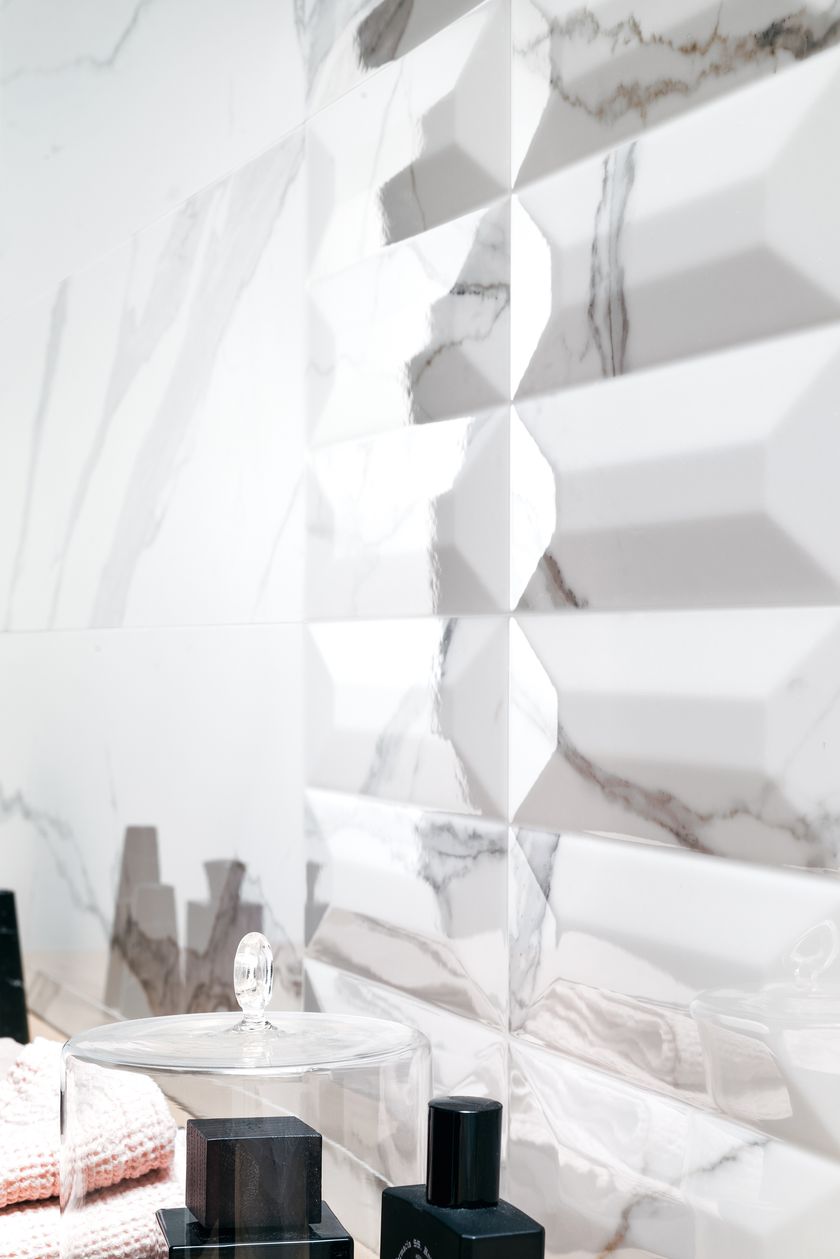 White-paste 3D Wall Cladding THEMAR WALL CULT STATUARIO VENATO Themar ...