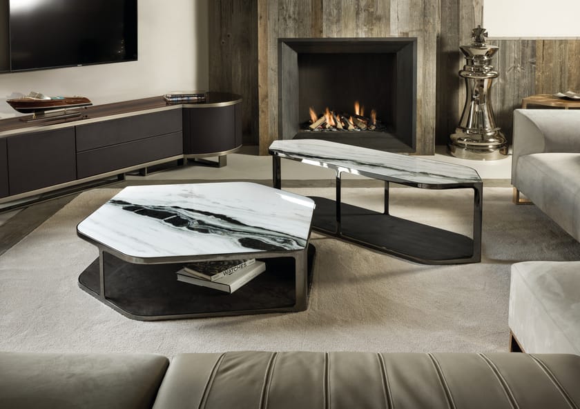 TILES Low hexagonal coffee table By Longhi | design Alessandro La Spada