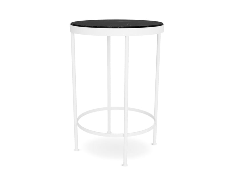 TRACE Round stainless steel high table with marble top By Myface