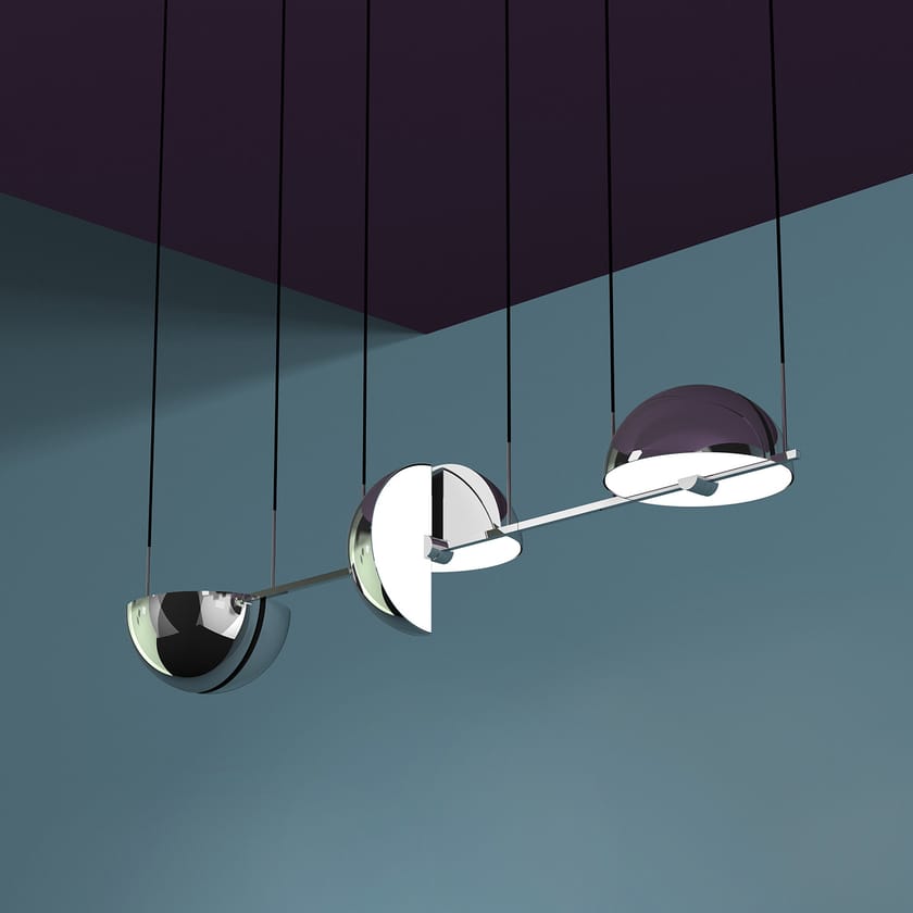 Contemporary style swivel steel pendant lamp TRAPEZE TRIPLETTE CHROME ...