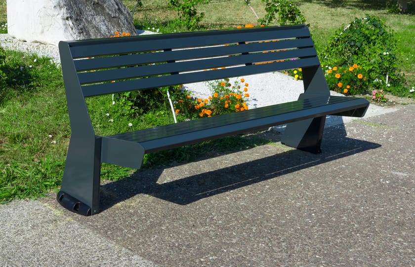Contemporary style metal Bench with back UR 12 - 13 By Arco
