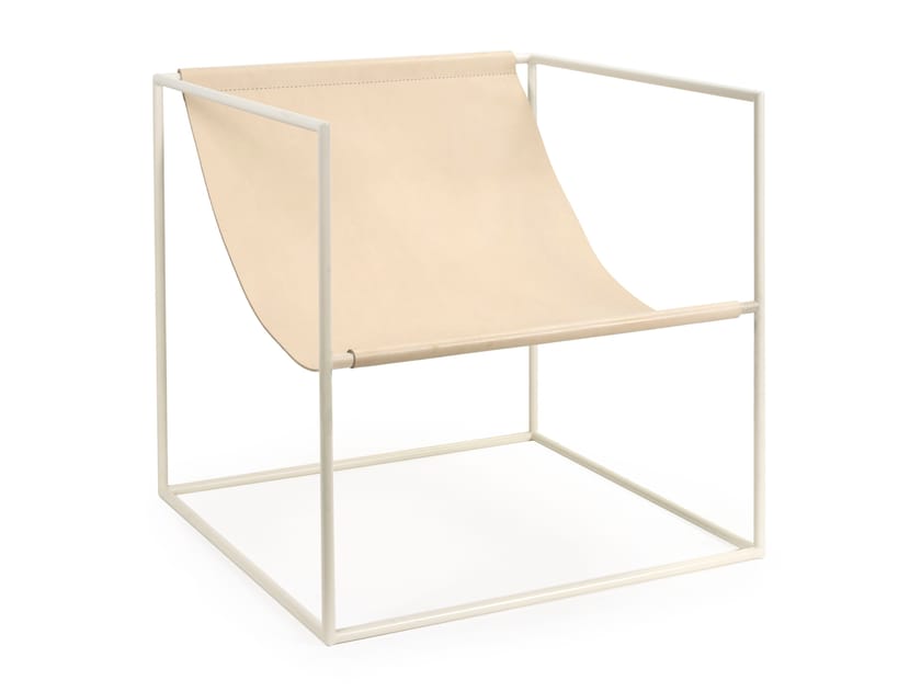 SOLO SEAT Sled base steel and leather easy chair with armrests By ...