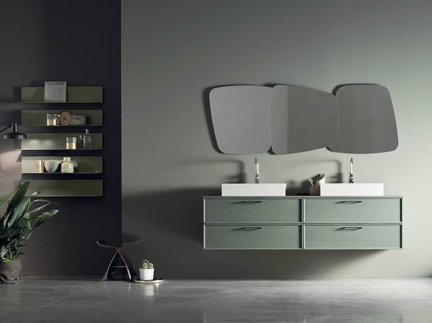 VANITY Wall-mounted wooden vanity unit with drawers By Arcom