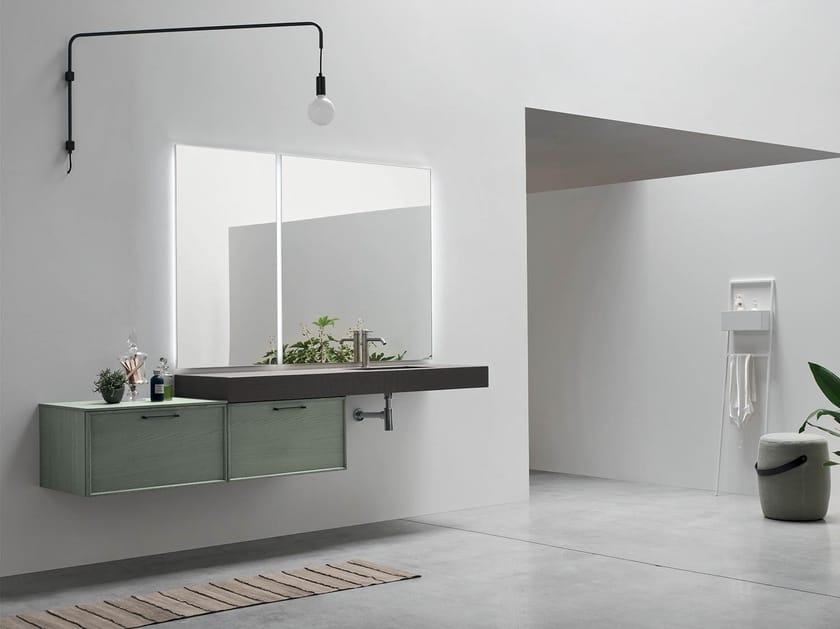VANITY Wall-mounted wooden vanity unit with drawers By Arcom