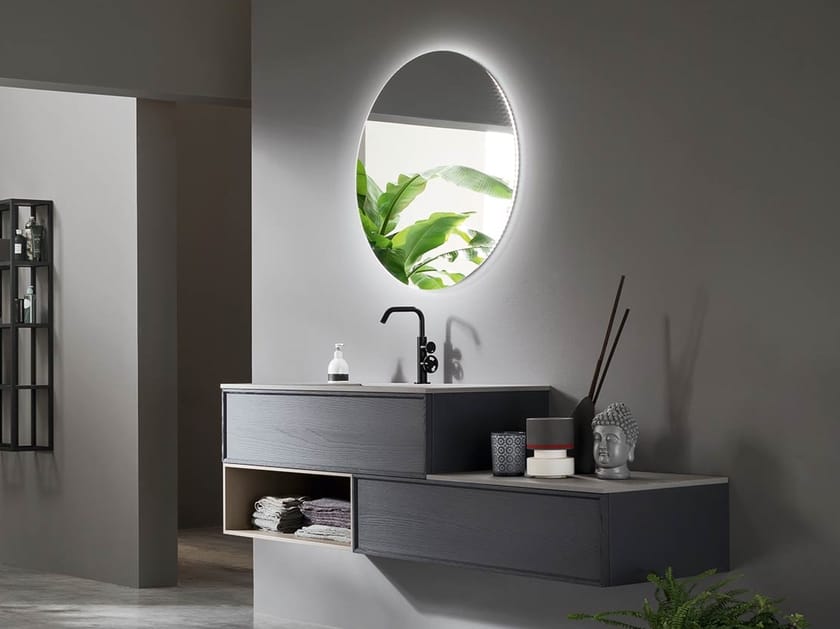 VANITY Wall-mounted wooden vanity unit with drawers By Arcom