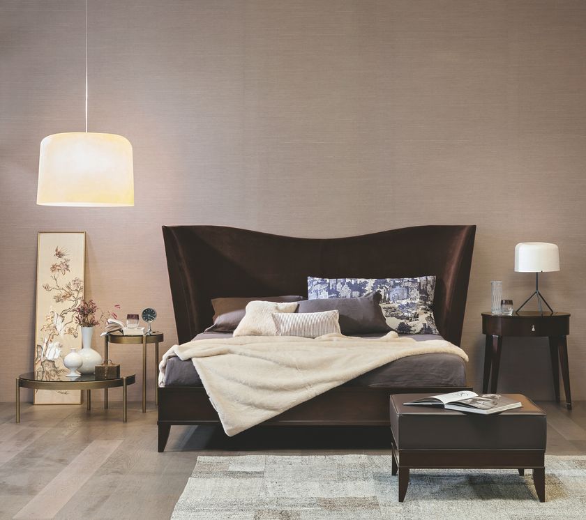 VENDÔME Wood veneer queen size bed with upholstered headboard By SELVA