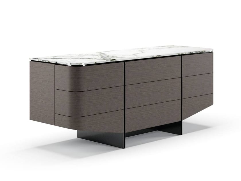 Wooden chest of drawers with marble top and folding door VENERE ...