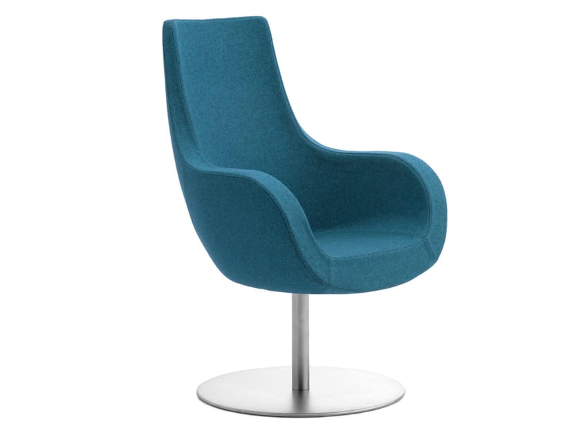 VICTORIA | Sillón pequeño de tela Butaca giratorio de lana con brazos ...