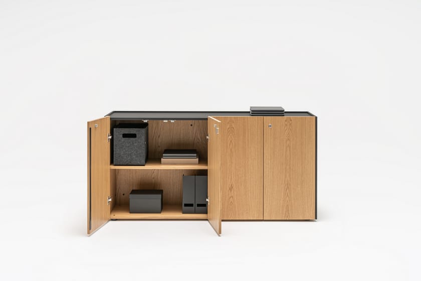 VIGA Low wooden office storage unit with lock By MDD | design YONOH
