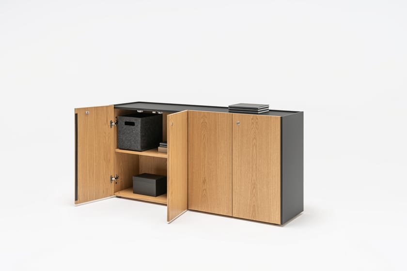 VIGA Low wooden office storage unit with lock By MDD | design YONOH