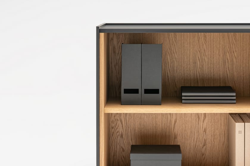VIGA Open freestanding low wooden office shelving By MDD | design YONOH