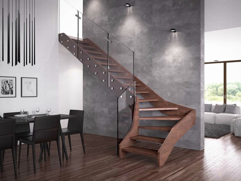 Wooden Open staircase VISIO By RINTAL