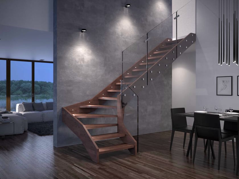 Wooden Open staircase VISIO By RINTAL