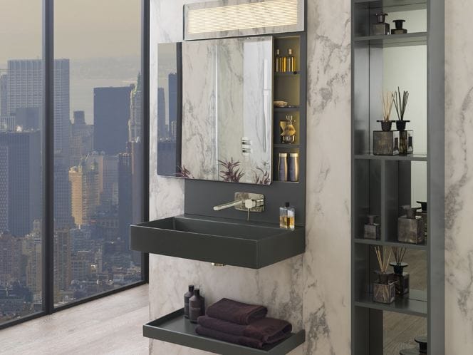 PURE LINE Wall-mounted vanity unit with mirror By Porcelanosa