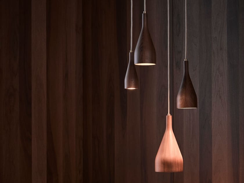 TIMBER Dimmable walnut pendant lamp By Hollands Licht
