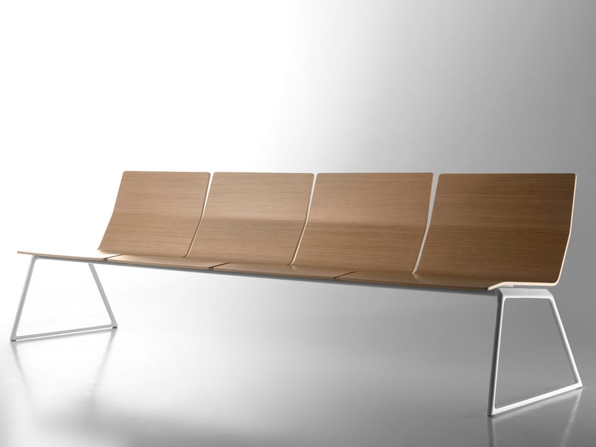 BILDU Modular wooden bench seating with back By SELLEX | design Mario Ruiz