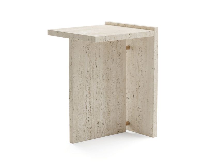 SEGMENT Rectangular custom travertine coffee table By TRNK