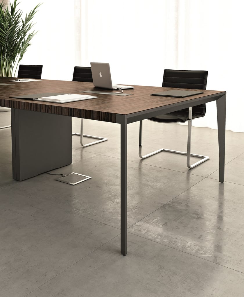 Rectangular meeting table with cable management X9 | Rectangular ...