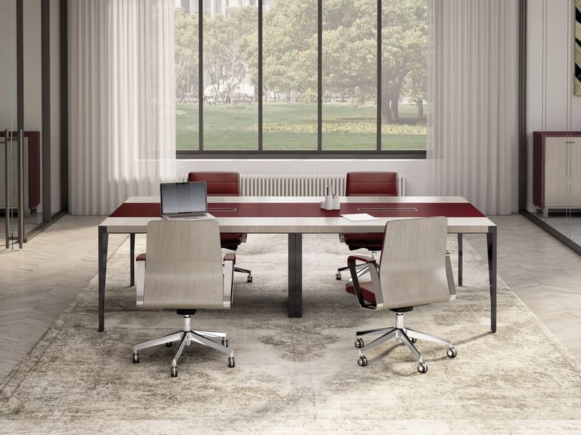 Rectangular meeting table with cable management X9 | Rectangular ...