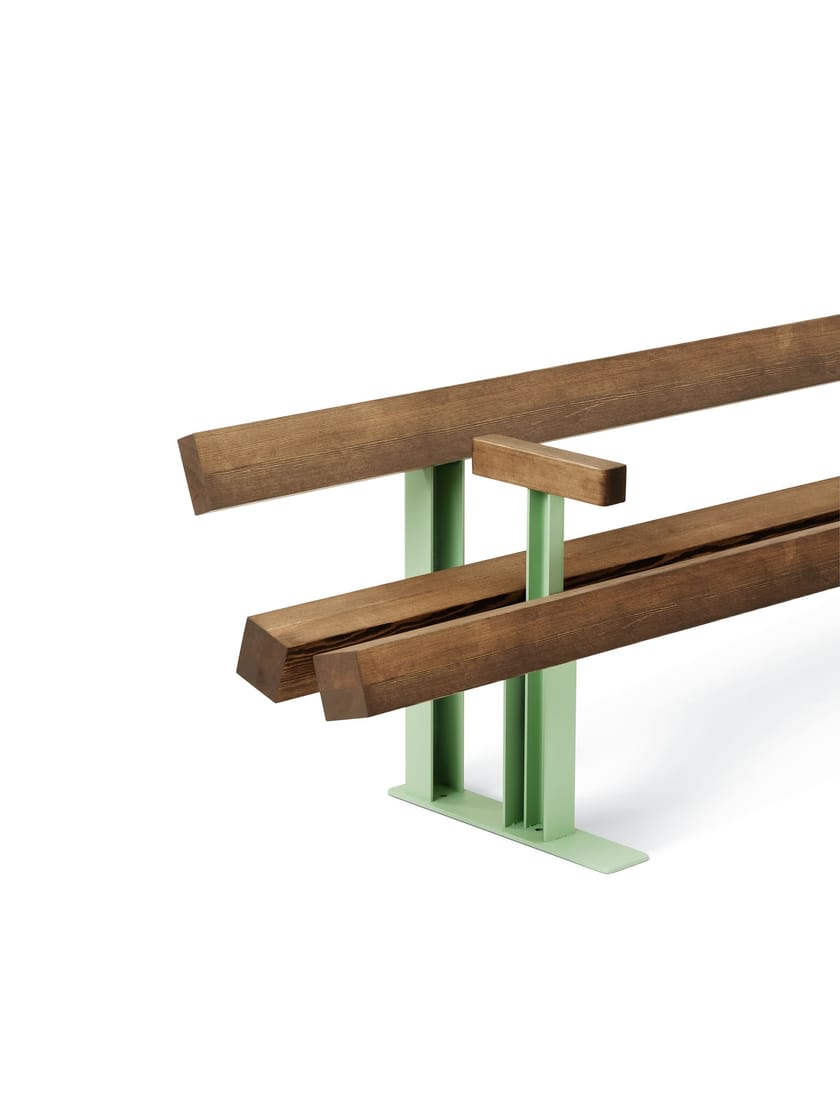 YPSILON | Bench with back Steel and wood bench with back By VESTRE ...