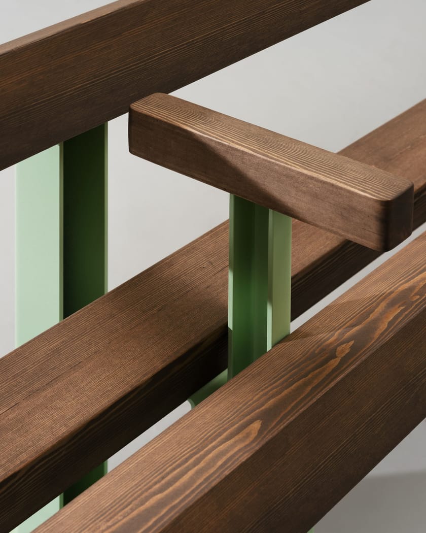 YPSILON | Bench with back Steel and wood bench with back By VESTRE ...