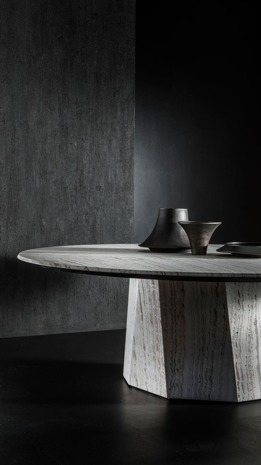 Round stone table ZENITH STONE By Henge design Massimo Castagna