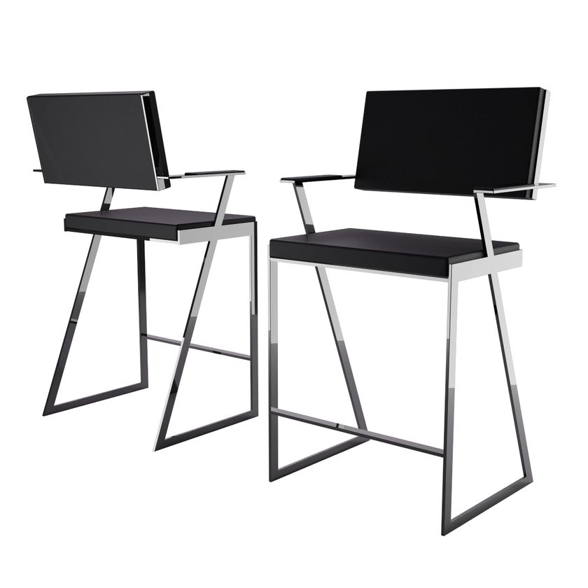 ZULU High leather stool with back By ZALABA Design | design Ginger Zalaba