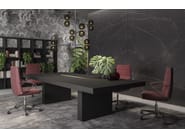 BLOCK 2.0 Modular rectangular wooden meeting table with cable ...