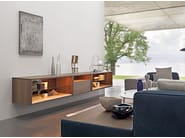 Sectional wall-mounted wooden storage wall C-SYSTEM By Flou