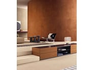 CODE Low wooden TV cabinet with drawers By Poliform