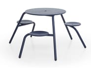 VIRUS 3-SEATER Round metal picnic table with integrated seats By ...