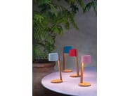 GAIA Teak Outdoor table lamp cordless By Ethimo | design Marc Sadler